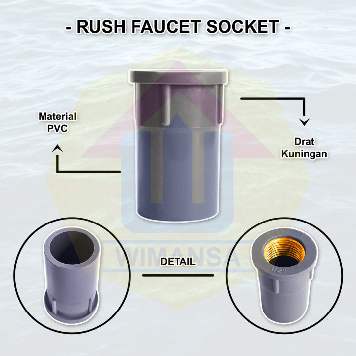 RUSH FAUCET SOCKET DRAT KUNINGAN 1/2 INCH - SAMBUNGAN PIPA PVC | Lazada ...