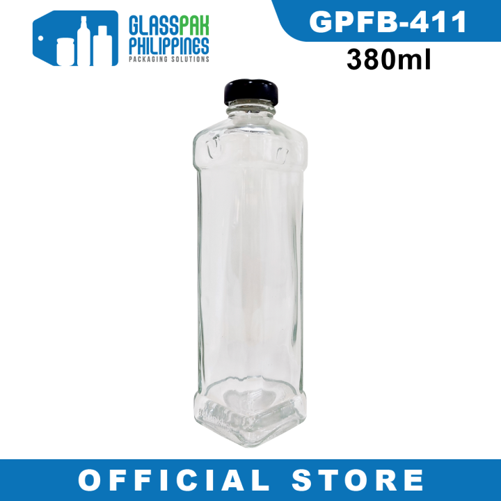 Glasspak 380ml Square Beverage Bottle SC Clear Empty Bottle Container ...