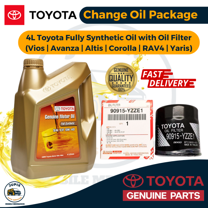 Toyota Fully Synthetic Engine Oil 5W-40 [4 Liters + Oil Filter] Oil ...