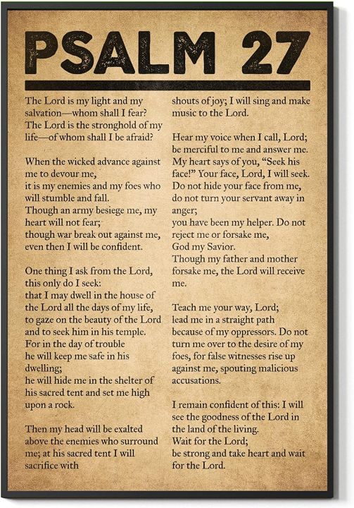 Psalm 27 Bible Poster Psalm Wall Art Print Christian Scripture Verse ...