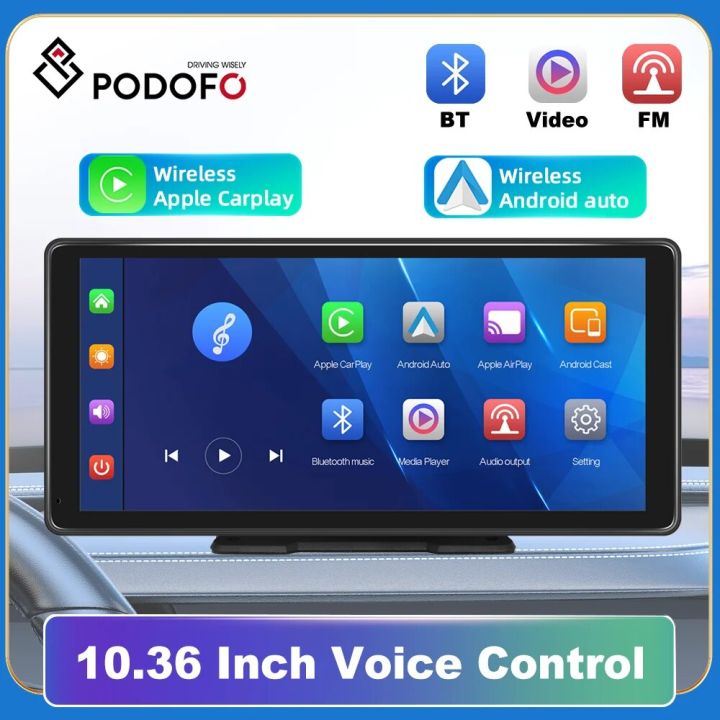 Podofo 10.36\" 2K Carplay Monitor Android Auto Car DVR Wifi GPS Airplay ...
