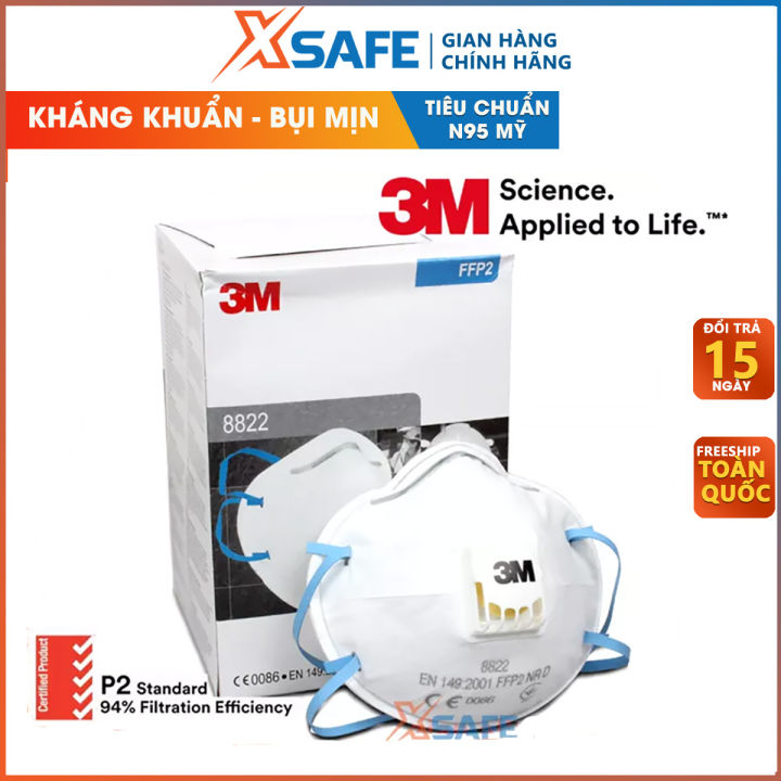 Khẩu trang N95 3M 8822 khẩu trang kháng khuẩn, chống bụi mịn, nấm mốc, có van thở 1 chiều ...