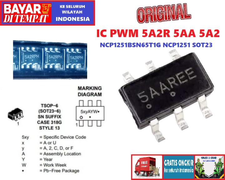 IC 5A2R PWM LED SHARP 5A2 5AA NCP1251BSN65T1G NCP1251 SOT23 Original ...