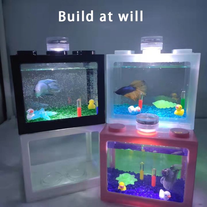 【Local stock 】Mini Aquarium Block Tank Betta Guppy Fish Tank Stackable ...