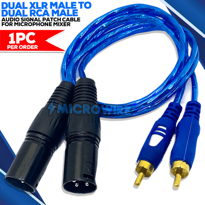 Dual XLR Male to Dual RCA Male Audio Signal Patch Cable for Microphone ...