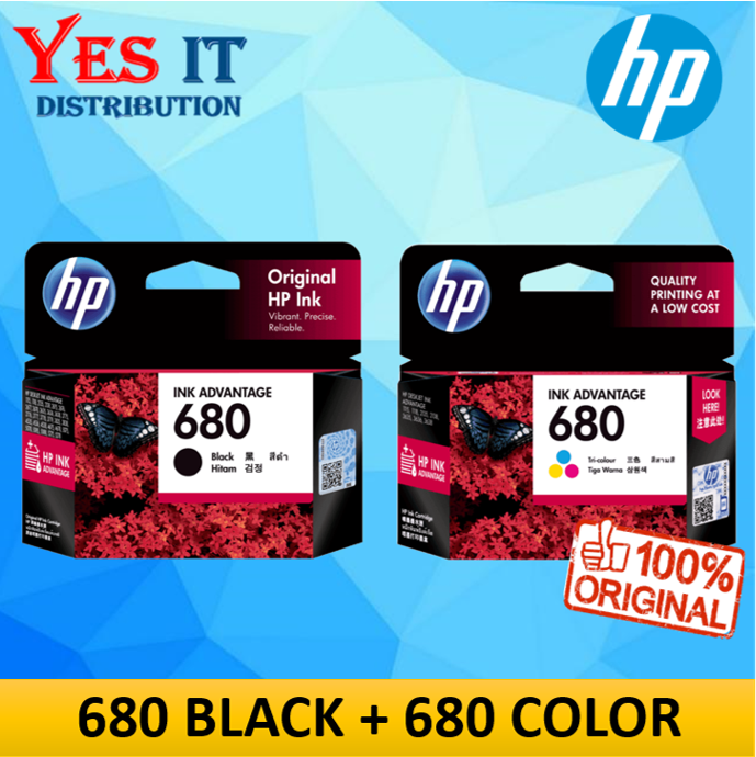 HP 680 Black+Tri-color Combo Pack Original Advantage Ink Cartridges ...