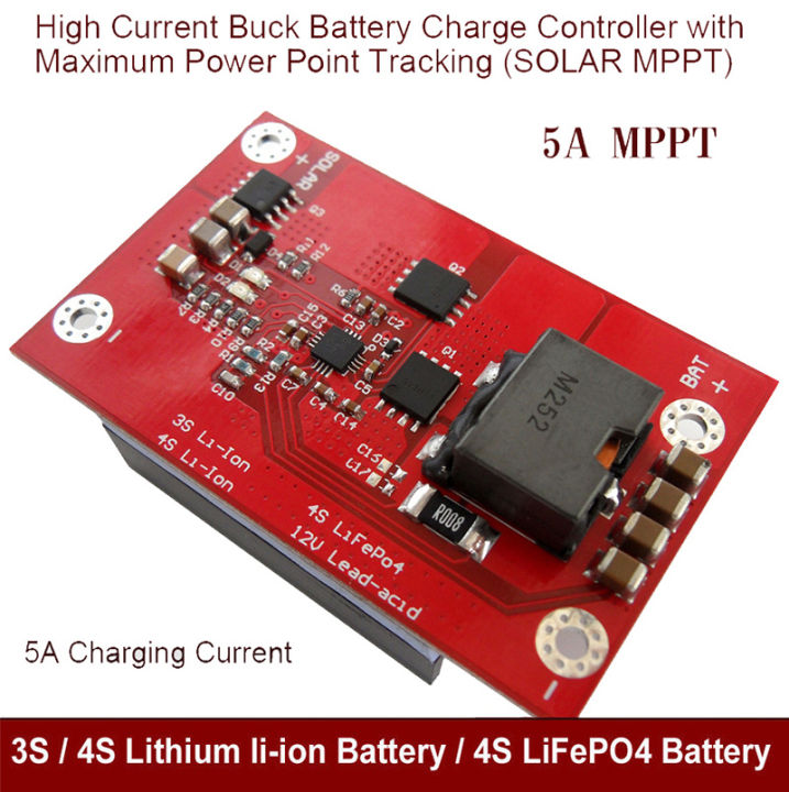 5A 18V MPPT Solar Charge Controller 3S 4S Lithium Li-ion LiFePO4 ...