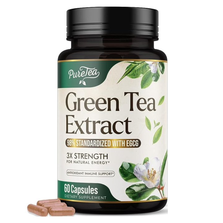 PureTea Green Tea Extract 1000mg Supports Healthy Heart & Energy, 60 ...