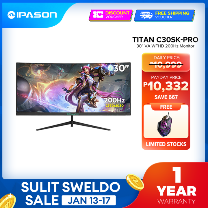 IPASON | Titan Army C30SK PRO 29.5“ QHD 2560*1080 200Hz VA 1800R Gaming Monitor | Lazada PH