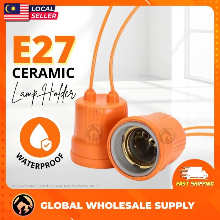 E27 Ceramic Lamp Socket Porcelain Lamp Holder Waterproof Outdoor Lamp ...