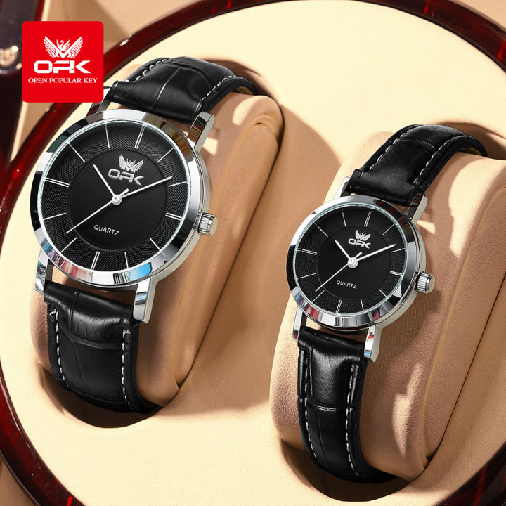 OPK Couple Watch Original Brand Quartz Waterproof Leather Strap Anti ...
