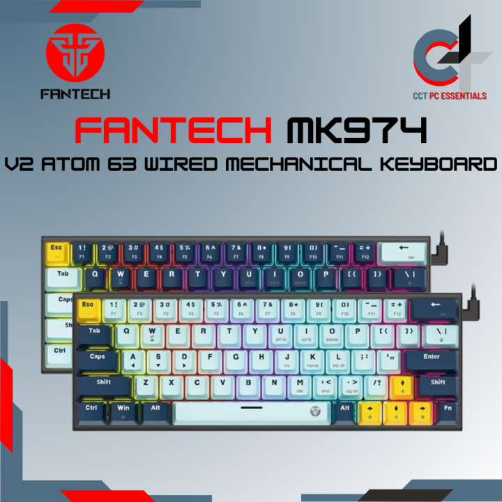 FANTECH MK874v2 ATOM 63 Wired Hot-Swappable Mechanical Keyboard MIZU ...