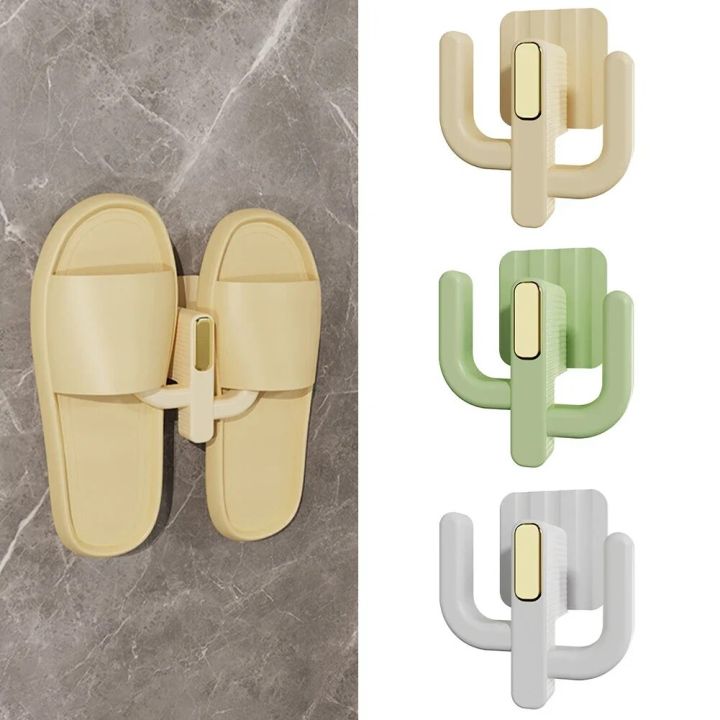Wall Mounted Slipper Rack Bathroom Hanging Shelf Self-adhesive Toilet ...