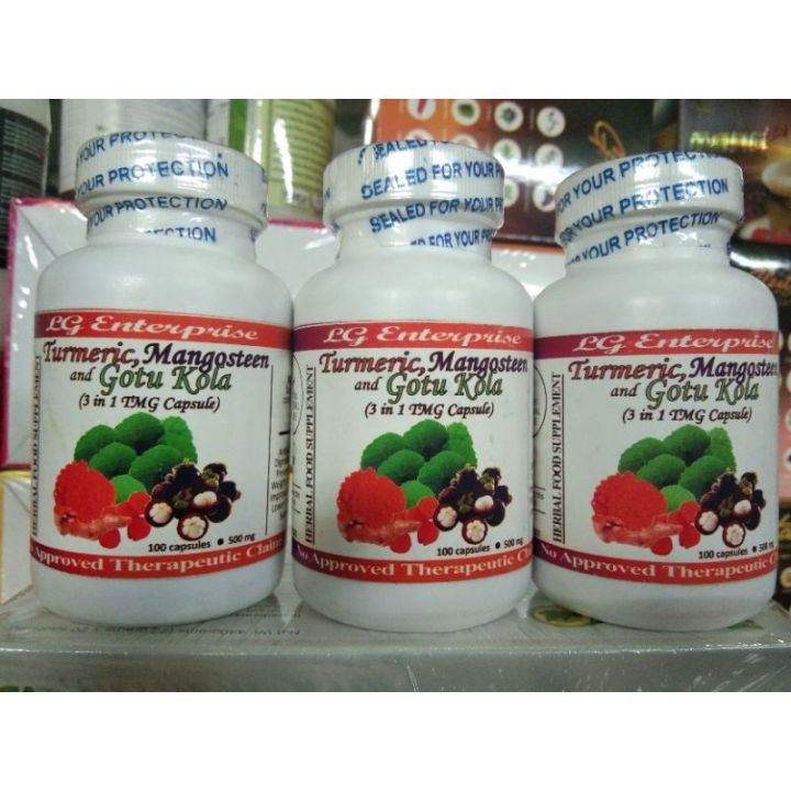 Turmeric Mangosteen and Gotu Kola 3 in 1 TMG Capsule 100 Capsules 500mg ...