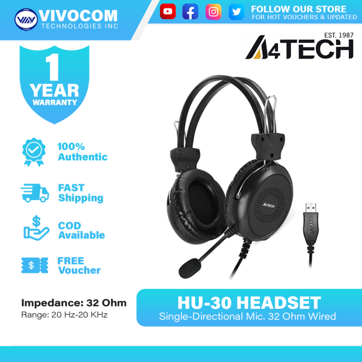 A4TECH HU-30 ComfortFit Stereo USB Headset | Lazada PH