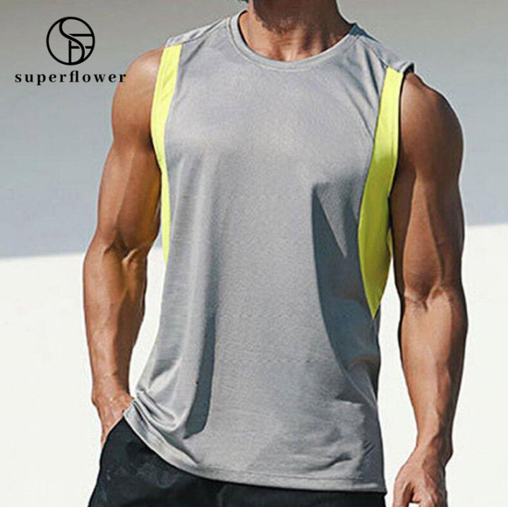 SUPERFLOWER Men's summer sleeveless T-shirt elastic moisture absorption ...