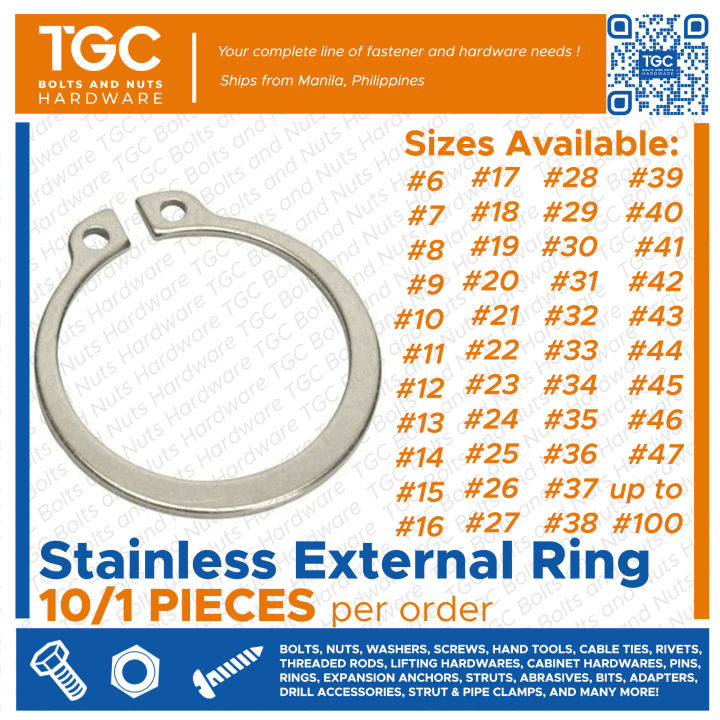 TGC 10/1PCS #8-#100 SS STW| Stainless External Circlip | SUS304 ...
