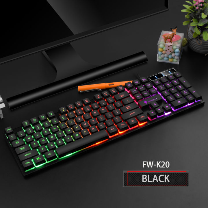 FIREWOLF K20 K25 Rainbow LED Gaming Keyboard USB Wired for PC | Lazada PH