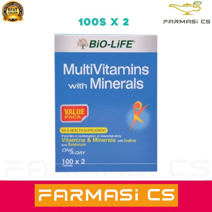 Bio-Life MultiVitamins with Minerals 100 Tablets x 2 (TWIN) EXP:06/2026 ...
