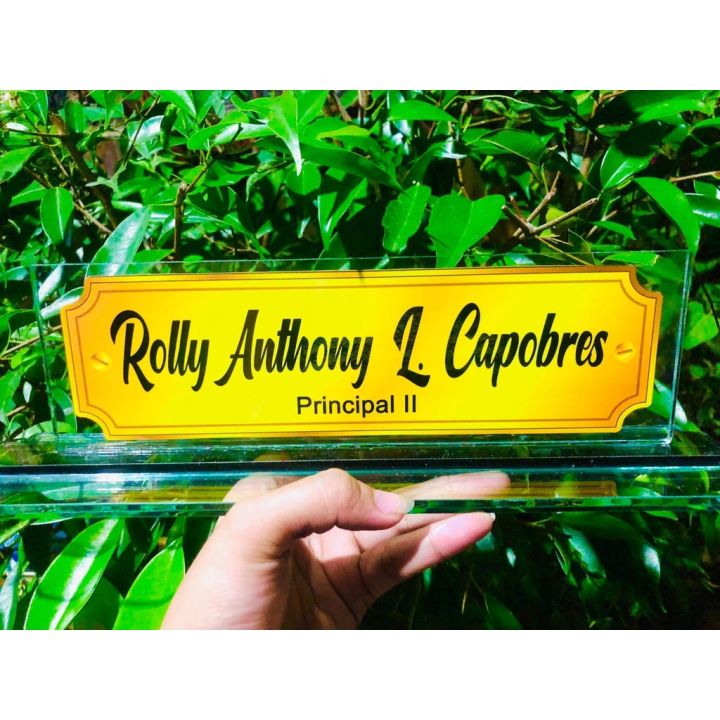 Customized Desk Name Plate Personalized on Clear glass - Desk ...
