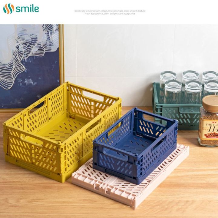 ldylist Folding Collapsible Plastic Storage Crate Box Stackable Home ...