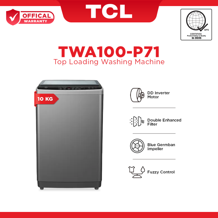 TCL 10KG Inverter Top Load Fully Automatic Washing Machine - TWA100-P71 ...