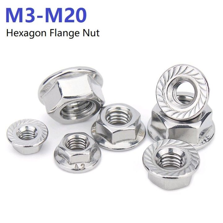 Hexagon Flange Nut 304 Stainless Steel M3 M4 M5 M6 M8 M10 M12 M14 M16 M20 Flange Lock Nut ...