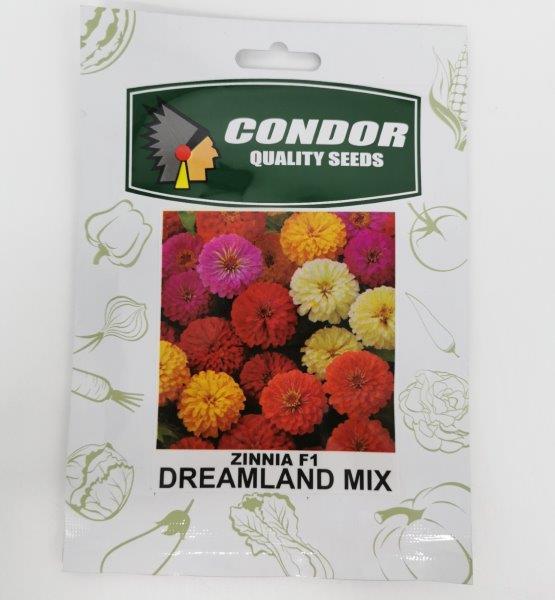 ZINNIA DREAMLAND MIX FLOWER SEEDS BY CONDOR ( ORIGINAL GARDEN PACK ...
