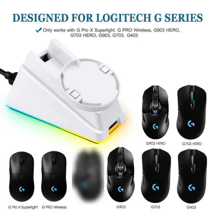แท่นชาร์จสีขาวสำหรับ Logitech G502 Lightspeed G403 G603 G703 G903 Wireless Gaming Mouse | Lazada ...