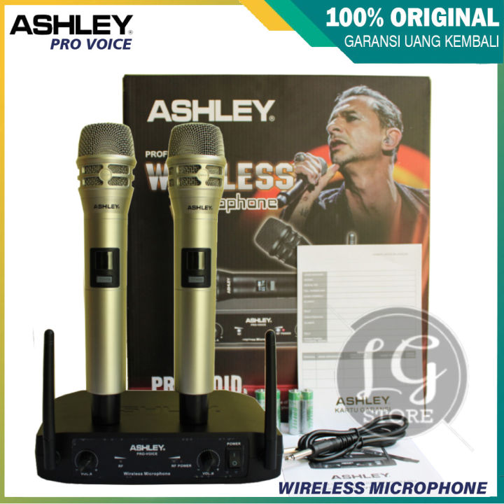 Mic Wireless Ashley Pro Voice Microphone 2 Handheld Mik Tanpa Kabel ...