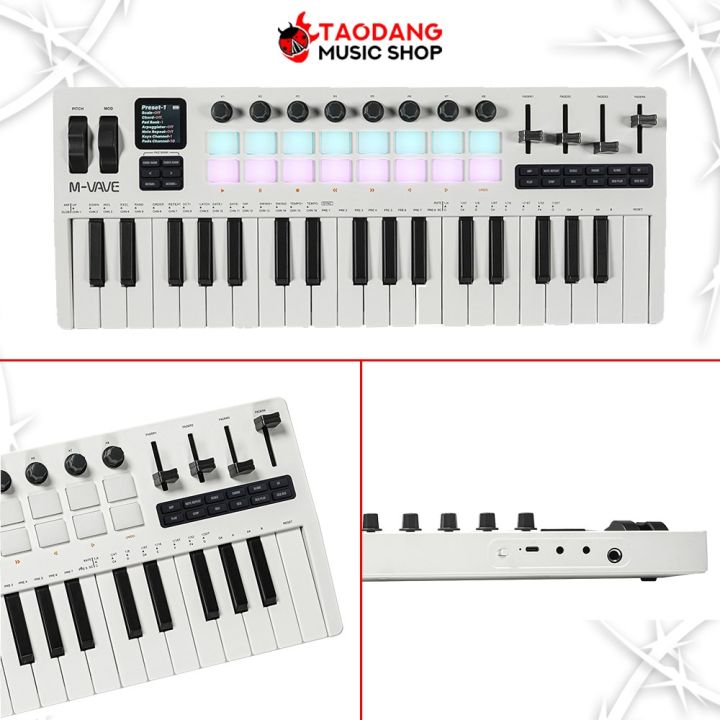 M Vave SMK-37 PRO สี White คีย์บอร์ดใบ้ M Vave SMK37 PRO Midi Keyboard ...