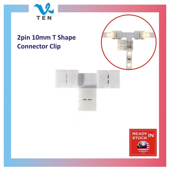 Solderless LED Strip Connector 2Pin 10mm T Shape Solderless Connector ...