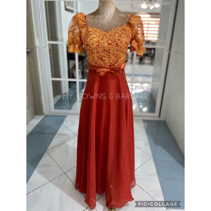 Rust Orange Principal Sponsor / Mother / Ninang Gown | Lazada PH