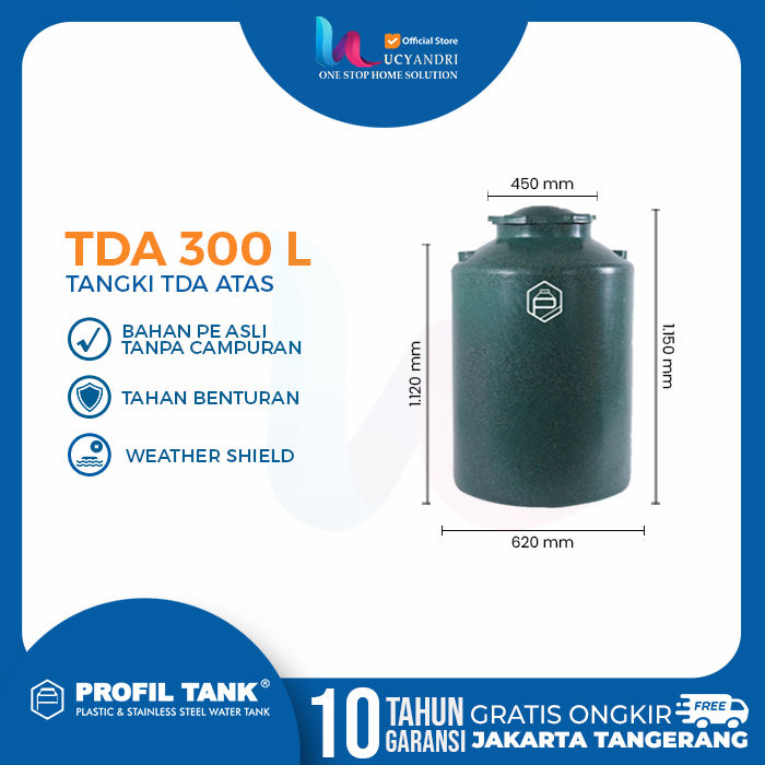 Tangki Air Plastik Profil Tank 300 Liter TDA | Lazada Indonesia