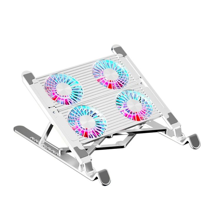 Laptop Cooling Stand Foldable Laptop Cooling Pad with 4 RGB Silent Fans ...