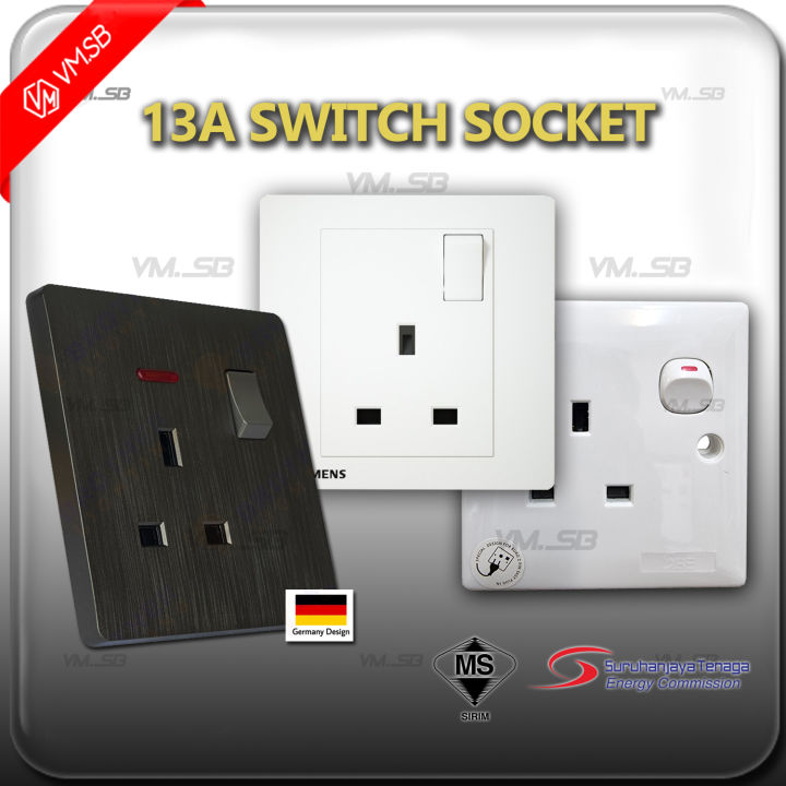 13A 3 Pin Switch Socket 13A Switches Wall Switch Wall Socket Soket ... 13A 3 Pin Switch Socket 13A Switches Wall Switch Wall Socket Soket ...