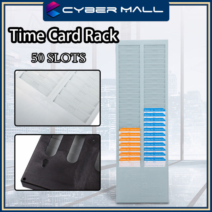 Time Card Rack Time Card Holder with 50 Slots Plastic Wall Mounted ...