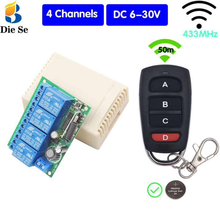 Diese 433MHz DC 6V 12V 24V 30V 10A 4-CH Relay Module Dry contacts ...