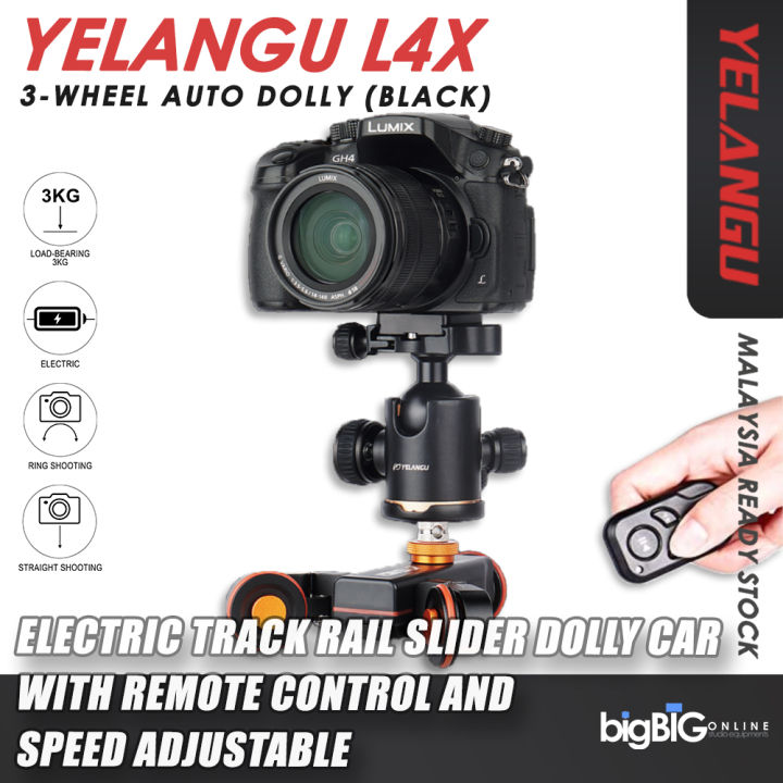 YELANGU L4X 3-Wheel Autodolly (Black) Motorized Electric Track Rail ...