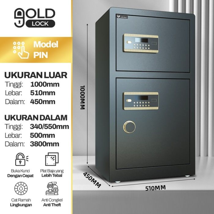 Brankas Besar 100cm - Elektrik PIN & Fingerprint Full Besi Anti Maling ...