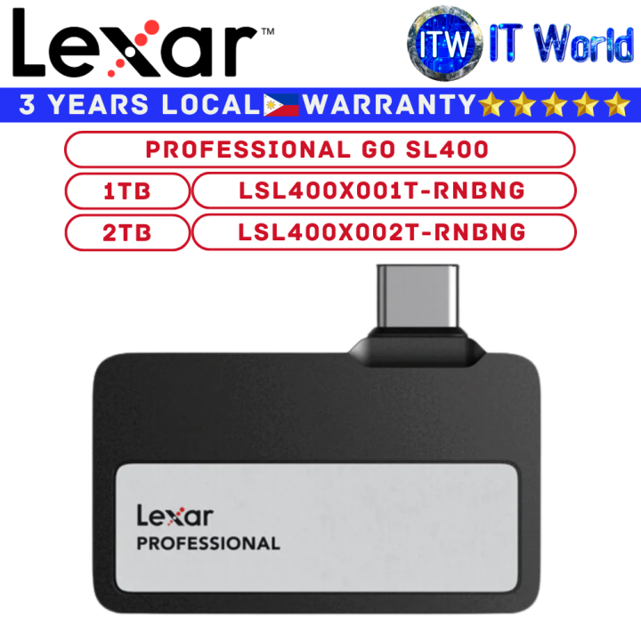 Itw | Lexar 1TB/2TB SSD Professional Go Portable SSD SL400 Black Pocket ...