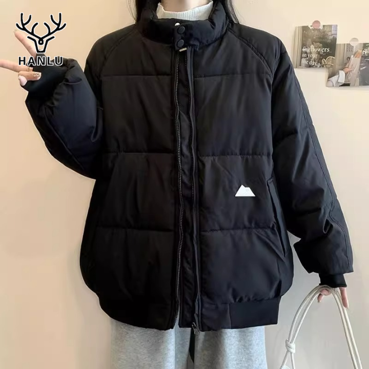 Hanlu เสื้อโค้ทผ้าฝ้ายหนาอบอุ่นสำหรับผู้หญิงแบบสั้นคอตั้งซิปเครื่องแต่ง ...