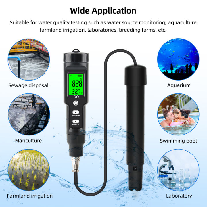 Yieryi Bluetooth Digital Dissolved Oxygen Meter 0.0-40.0 Mg/L, 0.1mg/L With Electrode Filling ...