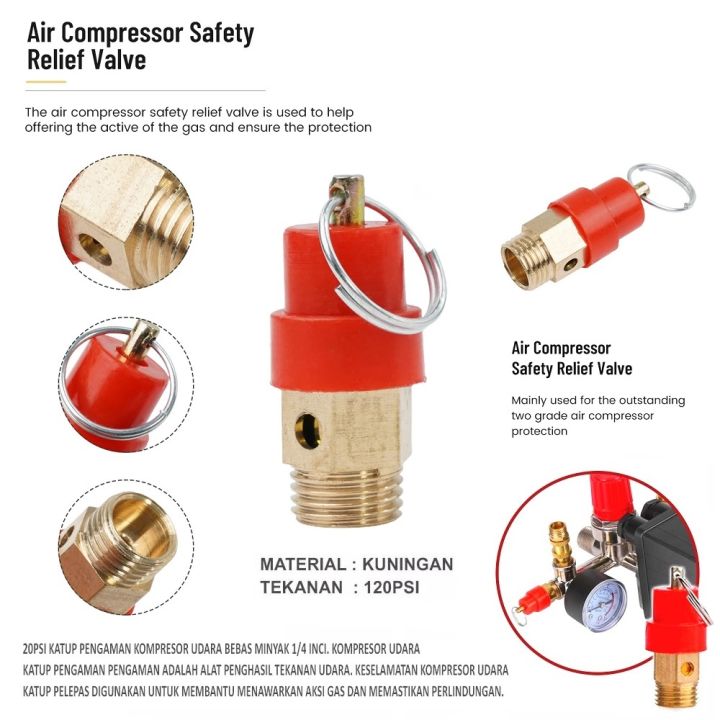 Mini Safety Valve Compressor 1/4 / Kran Pengaman Tekanan Kompresor 1/4 ...