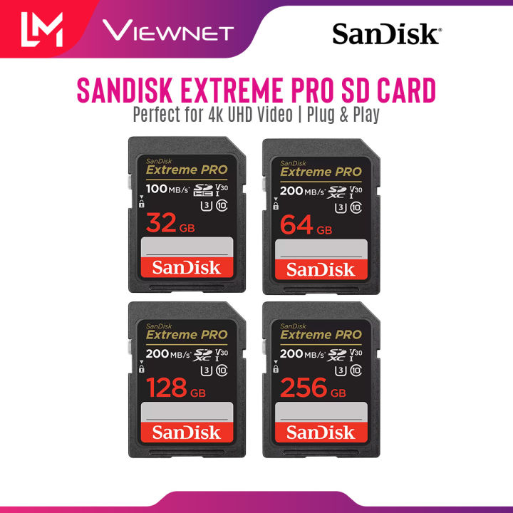 Sandisk Extreme Pro UHS-I Class 10 for video microSDHC/microSDXC Memory Card (32GB / 64GB ...