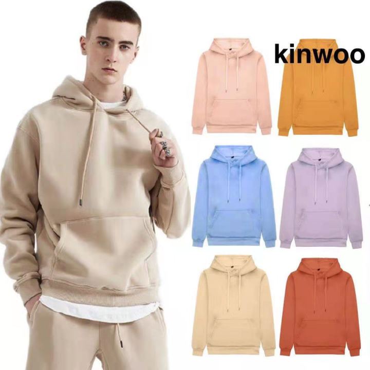 Kinwoo Unisex Plain Hoodie Jacket Cotton Sweatshirt | Lazada PH