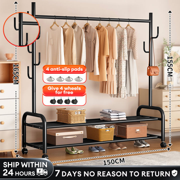 SHEEPER Clothes Rack Sampayan Household Simple Bedroom Coat Rack Floor ...