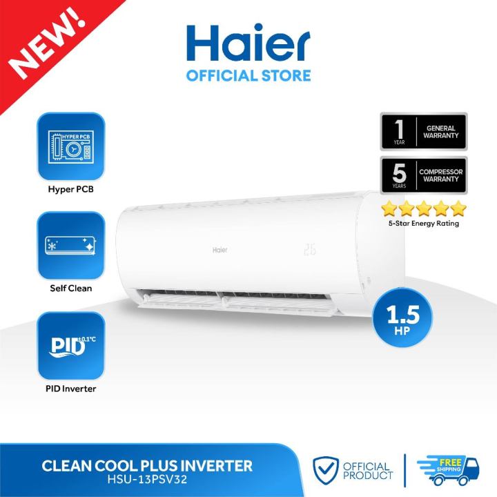 Haier HSU-13PSV32 1.5 hp clean cool plus inverter split type aircon with self clean & hyper PCB ...
