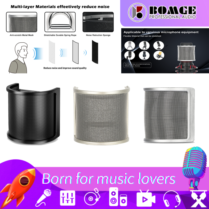 Pop Filter, PEMOTech [Upgrade Three Layers] Metal Mesh & Foam & Etamine ...