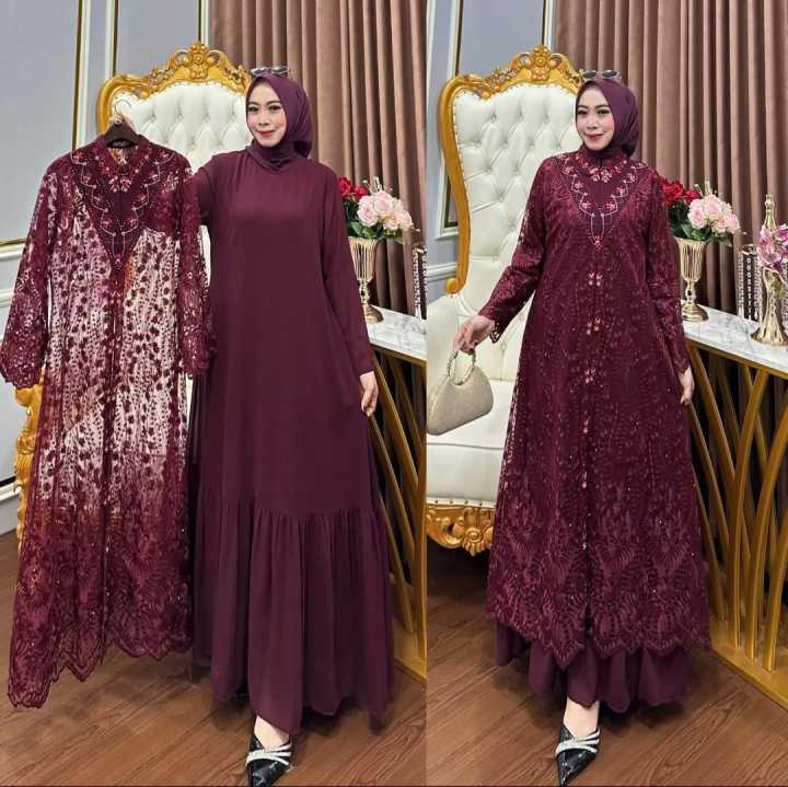 Promo Besar Besaran! Gamis Pesta Terbaru Dress Humaira Matt Ceruty Mix ...